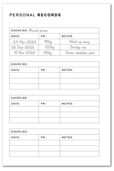 Strength Level's Paper Workout Log - Strength Level